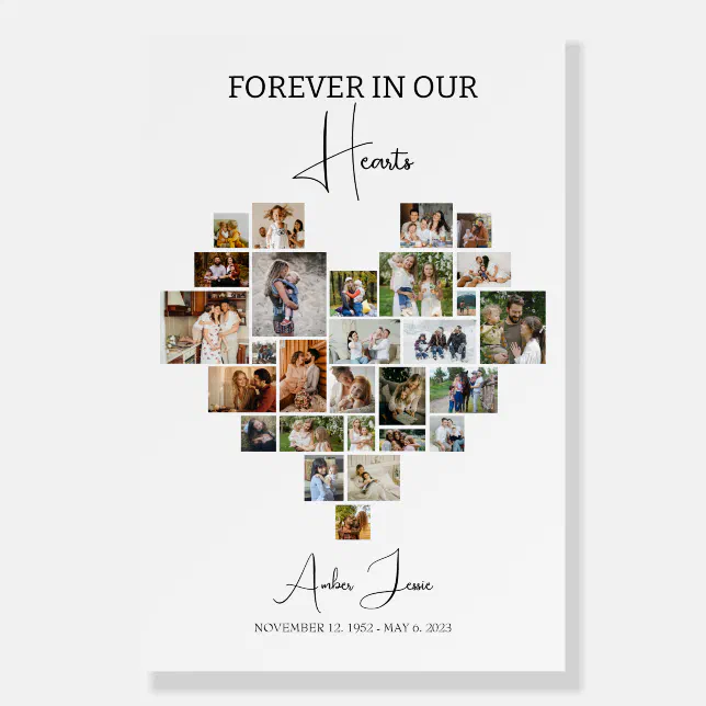 Funeral Heart Collage, Heart Collage Poster | Zazzle