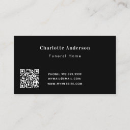 Funeral home service black blue floral QR code Business Card | Zazzle