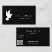 Funeral home service black white dove QR code Business Card | Zazzle