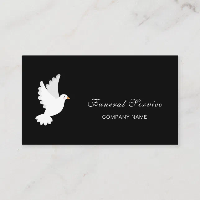 Funeral home service black white dove QR code Business Card | Zazzle