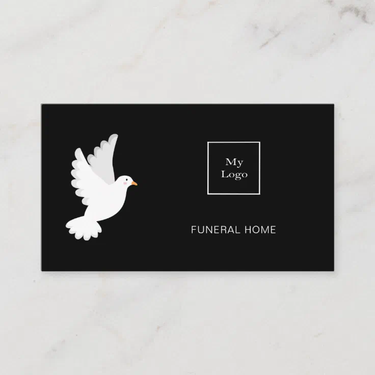 Funeral home service black white dove QR code Business Card | Zazzle