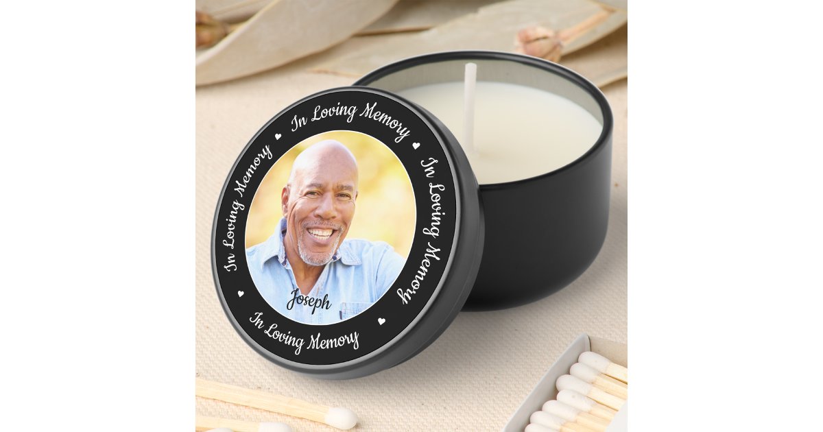 Funeral In Loving Memory Custom Photo Memorial Mini Candle Favors | Zazzle