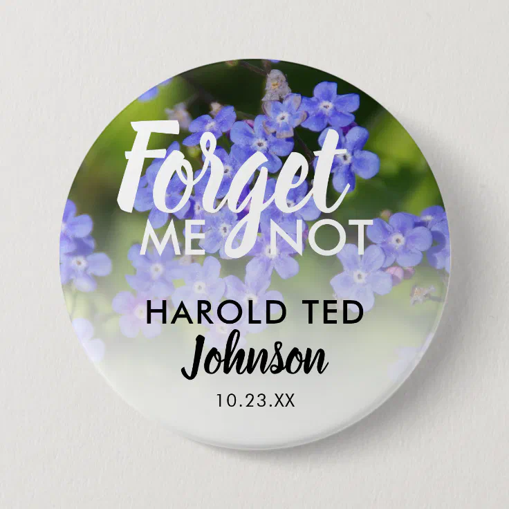 Funeral In Loving Memory | Forget-Me-Not Button | Zazzle