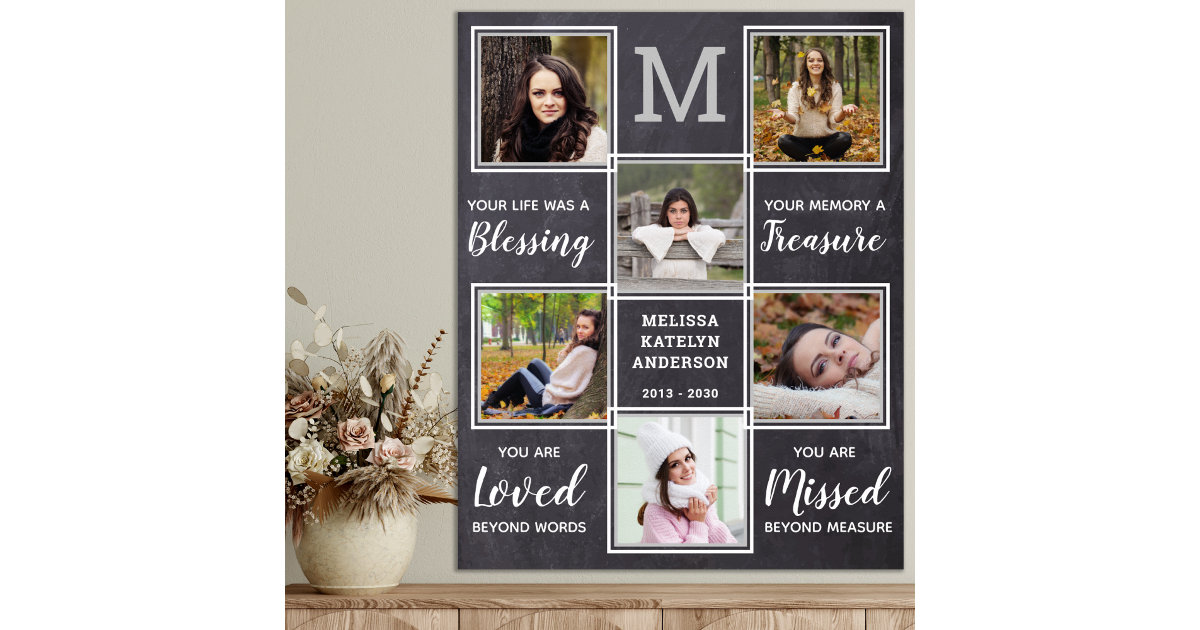 Funeral In Loving Memory Photo Collage Memorial Poster | Zazzle