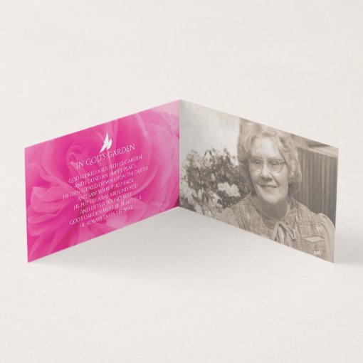 Funeral in loving memory pink rose poem card | Zazzle