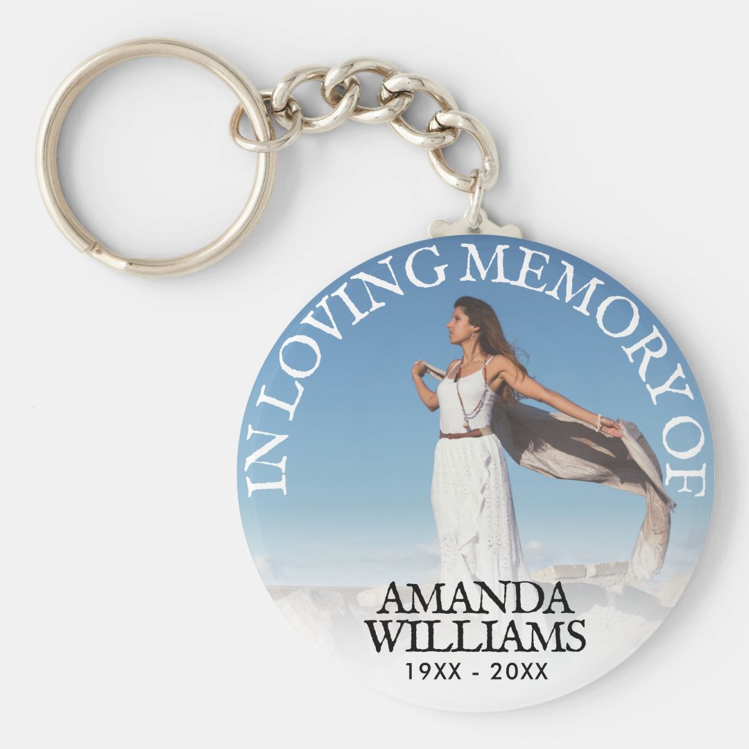 Funeral In Loving Memory Remembrance Photo Keychain | Zazzle