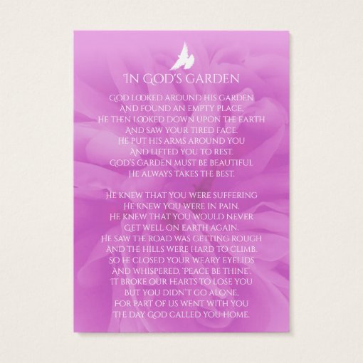 Funeral in loving memory rose prayer / poem card | Zazzle