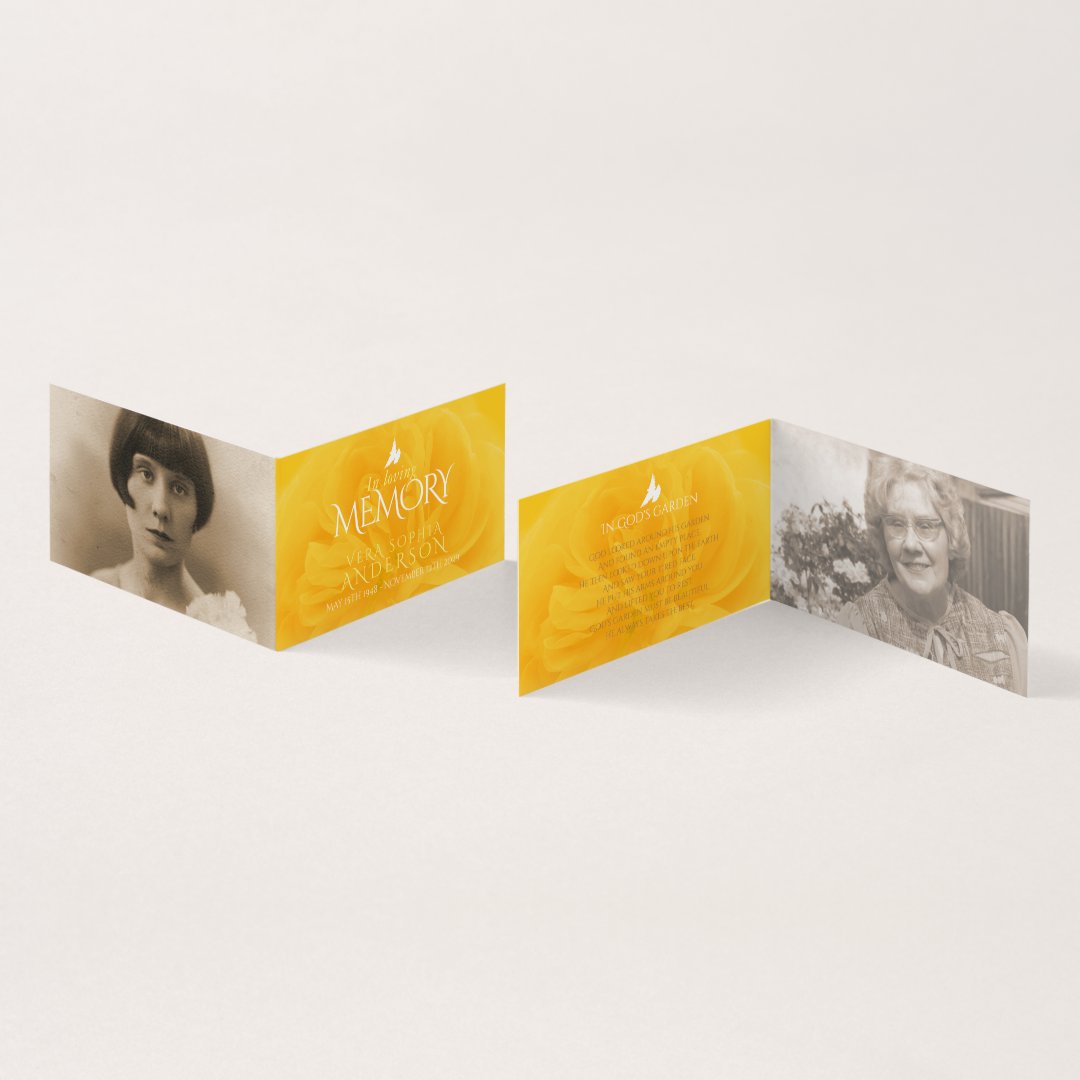 Funeral in loving memory yellow rose poem card | Zazzle
