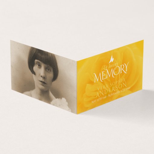 Funeral in loving memory yellow rose poem card | Zazzle