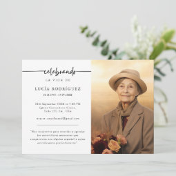 Funeral in Spanish | Celebrando Memorial Photo Invitation | Zazzle
