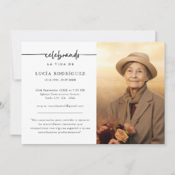 Funeral in Spanish | Celebrando Memorial Photo Invitation | Zazzle