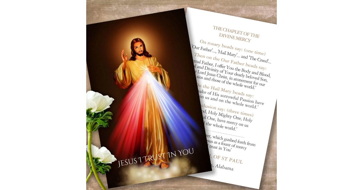 Funeral Jesus Divine Mercy Prayer Sympathy Cards | Zazzle