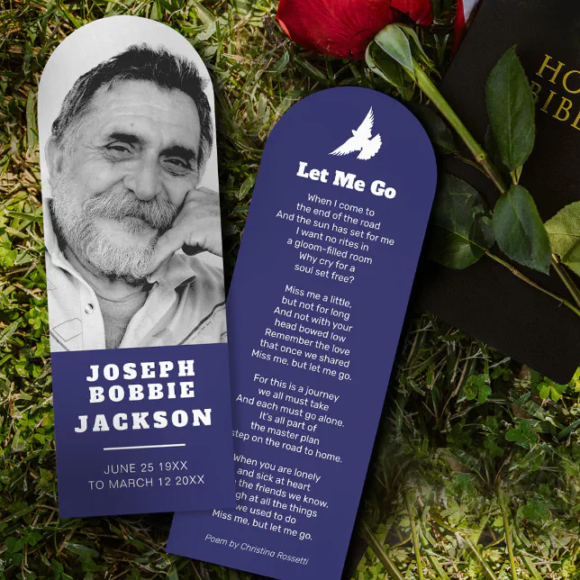 Funeral let me go white dove poem photo bookmark | Zazzle