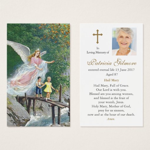Funeral Loss Angel Protect Prayer Sympathy Cards | Zazzle