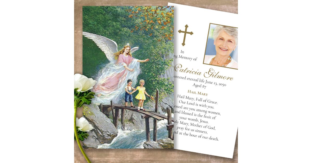 Funeral Loss Angel Protect Prayer Sympathy Cards | Zazzle