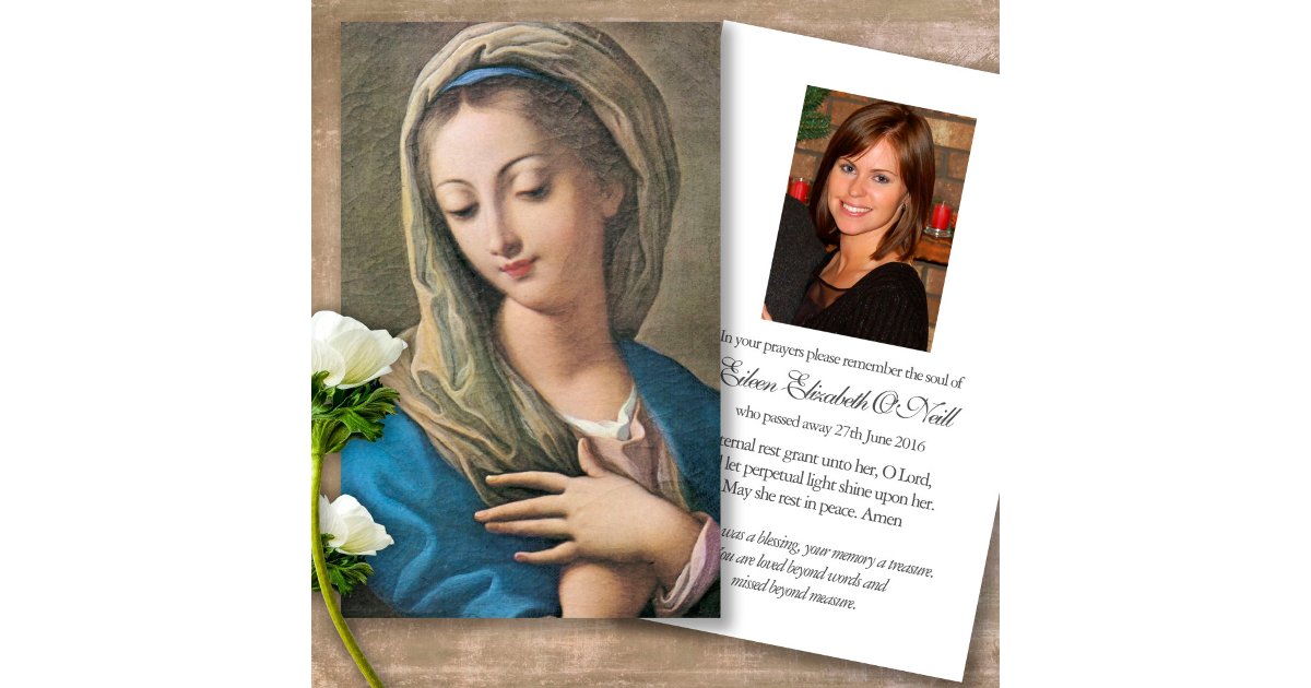 Funeral Loss Beautiful Mary Prayer Sympathy Cards | Zazzle