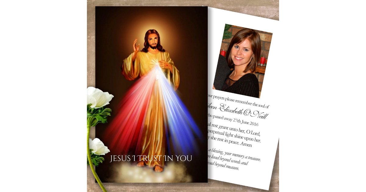 Funeral Loss Divine Mercy Prayer Sympathy Cards | Zazzle