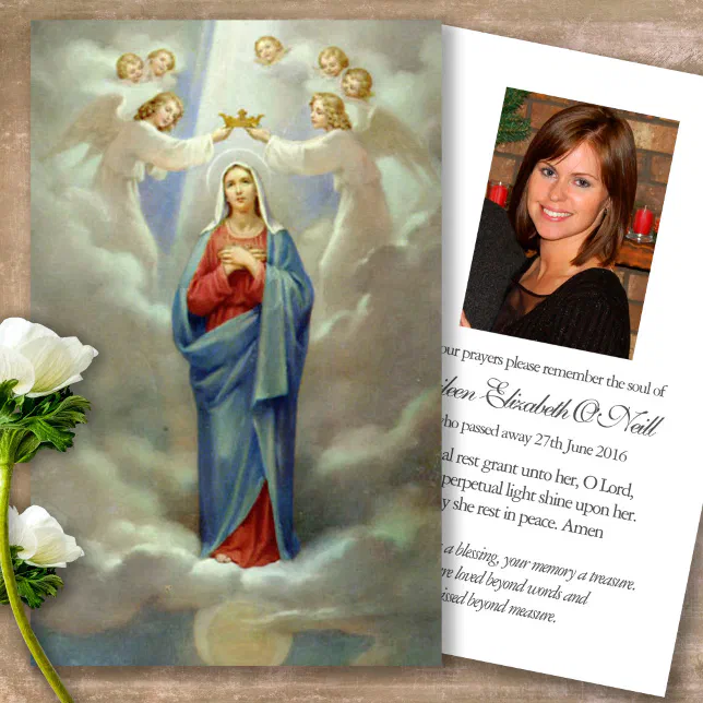 Funeral Loss Glory Mary Prayer Sympathy Cards | Zazzle