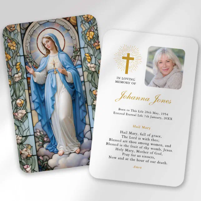 Funeral Loss Hail Mary Prayer Sympathy Card | Zazzle