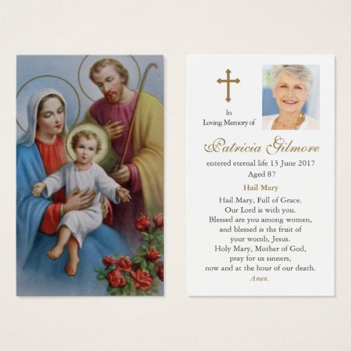 Funeral Loss Holy Family Prayer Sympathy Cards | Zazzle