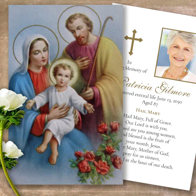 Funeral Loss Holy Family Prayer Sympathy Cards | Zazzle