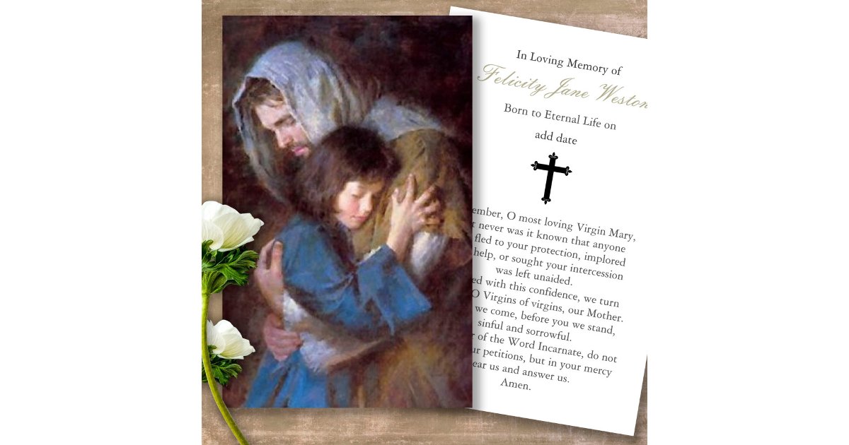 Funeral Loss Jesus Hugs Prayer Sympathy Cards | Zazzle