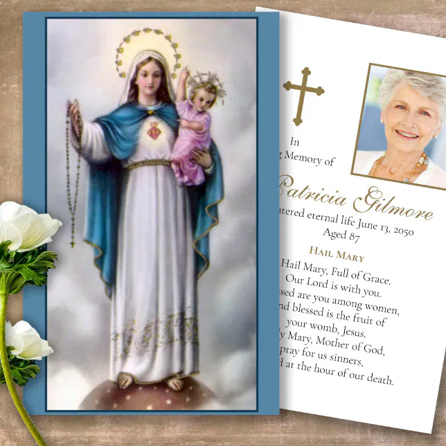 Funeral Loss Mary 12 Stars Prayer Sympathy Cards | Zazzle