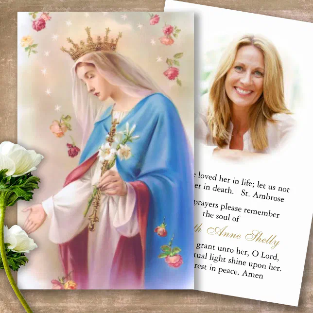 Funeral Loss Mary Rosaries Prayer Sympathy Cards | Zazzle
