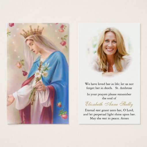 Funeral Loss Mary Rosaries Prayer Sympathy Cards | Zazzle