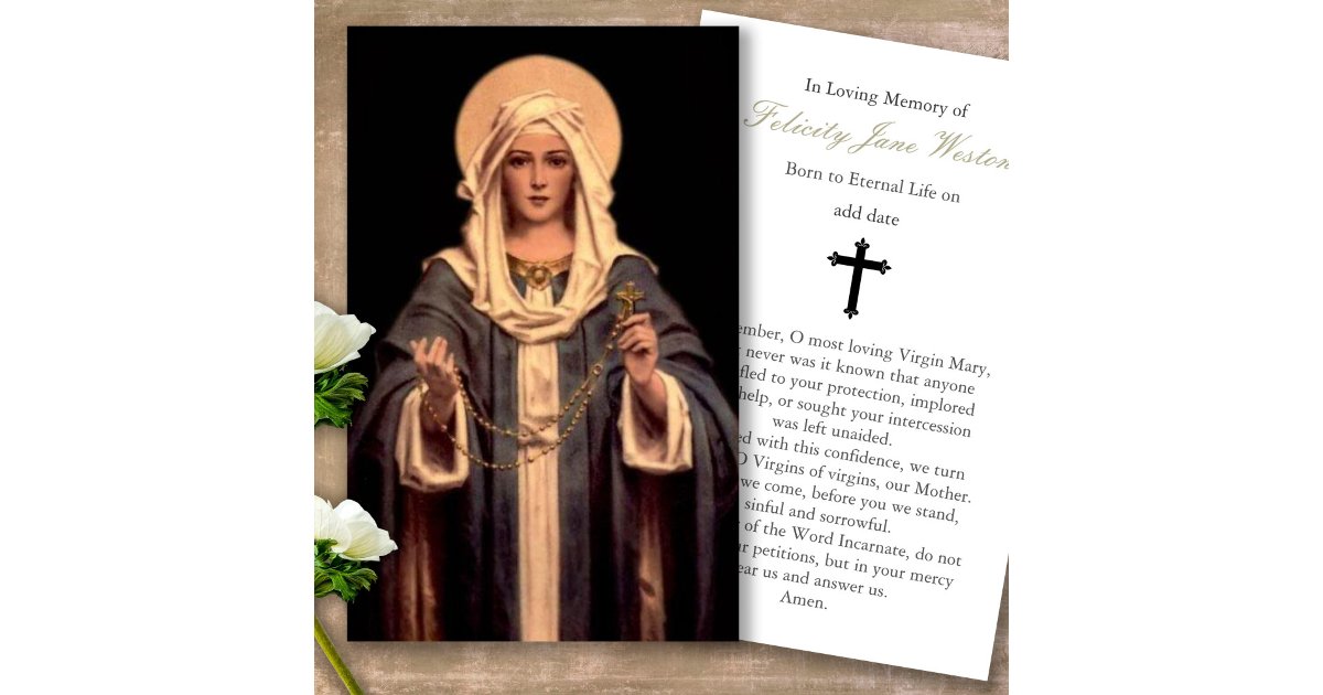 Funeral Loss Mary Rosary Prayer Sympathy Cards | Zazzle
