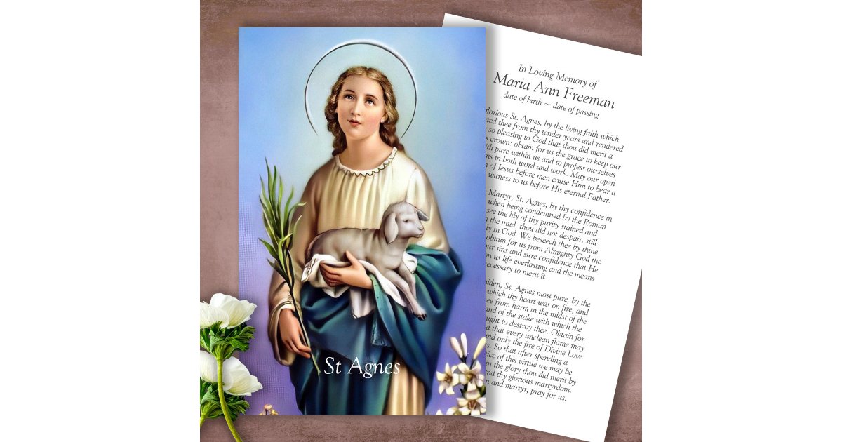 Funeral Loss St Agnes Prayer Sympathy Cards | Zazzle