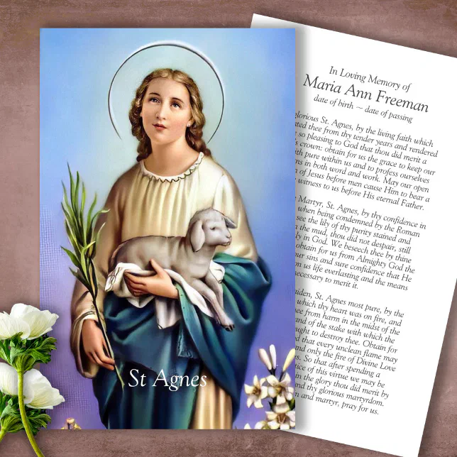 Funeral Loss St Agnes Prayer Sympathy Cards | Zazzle