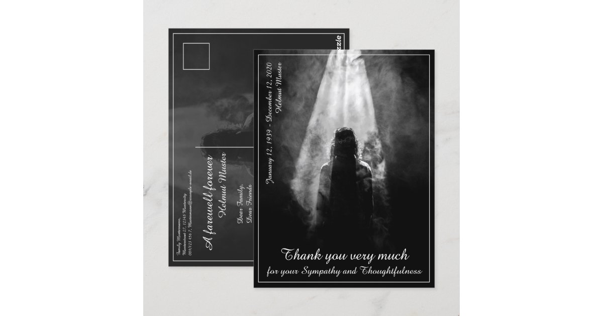 Funeral Meal Menu Card Into the light | Zazzle
