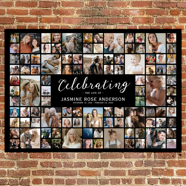 Funeral Memorial 100 Photo Collage Poster | Zazzle