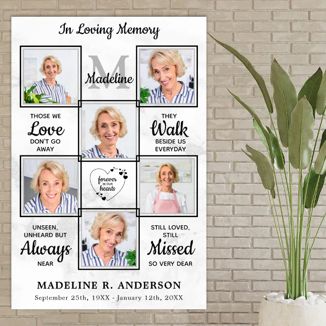 Funeral Memorial 6 Photo Collage In Loving Memory Poster | Zazzle