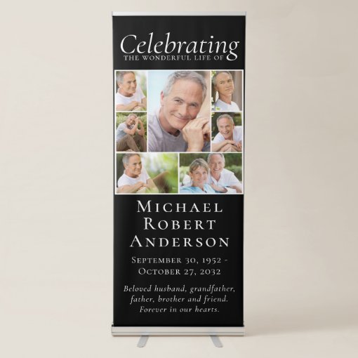 Funeral Memorial 7 Photo Collage Retractable Banner | Zazzle