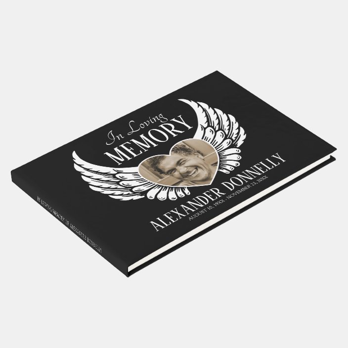 Funeral Memorial | Angel Wings Guest Book | Zazzle.com