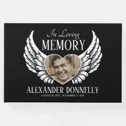 Funeral Memorial | Angel Wings Guest Book | Zazzle