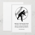 Funeral Memorial Black And White Baseball Pitcher Thank You Card | Zazzle
