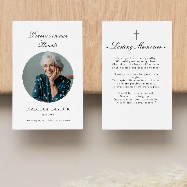 Funeral Memorial Catholic Cross Photo Prayer Card | Zazzle