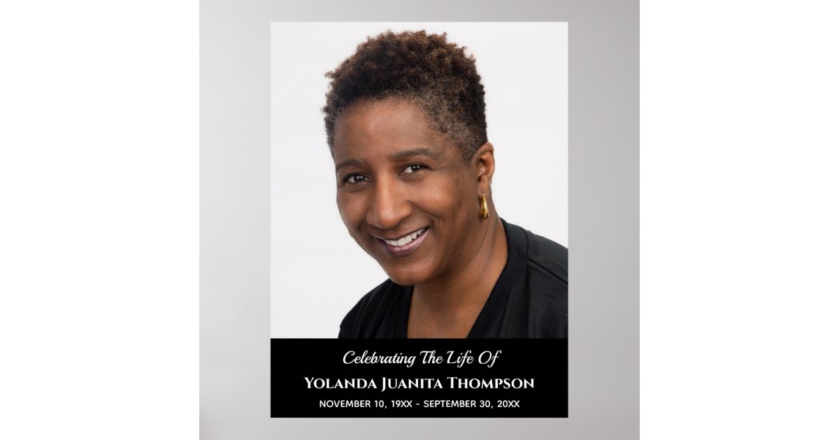 Funeral Memorial Custom Photo Bereavement Sympathy Poster | Zazzle