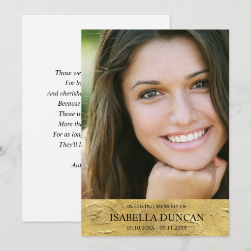 Funeral Memorial | Gold | In loving memory Photo | Zazzle