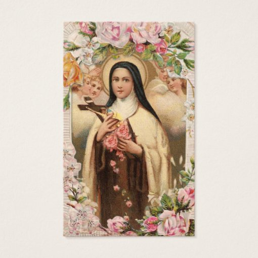 Funeral Memorial Holy Card St. Therese Roses | Zazzle