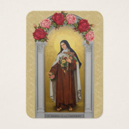 Funeral Memorial Holy Card St. Therese Roses | Zazzle