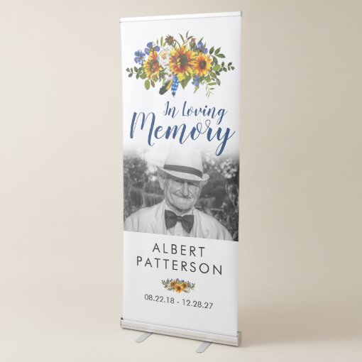 Funeral Memorial | In Loving Memory Sunflower Retractable Banner | Zazzle