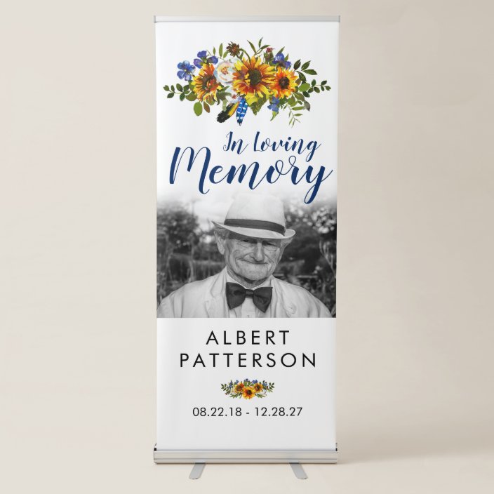 Funeral Memorial | In Loving Memory Sunflower Retractable Banner ...