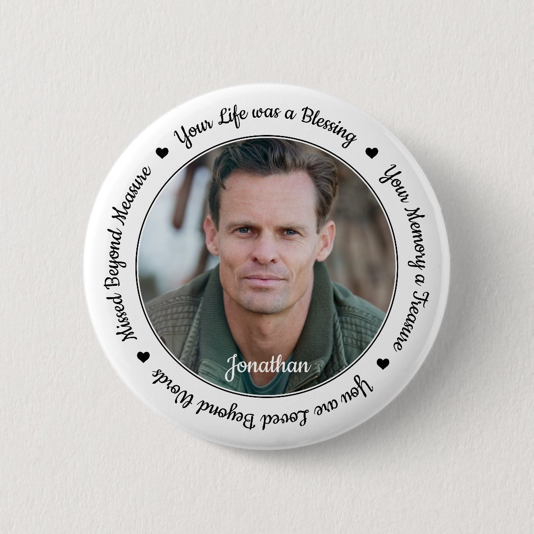 Funeral Memorial Keepsake Photo Button | Zazzle