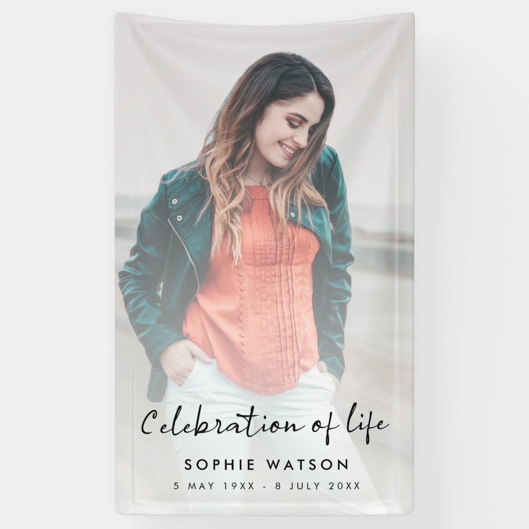 Funeral Memorial Modern Photo Celebration of Life Banner | Zazzle
