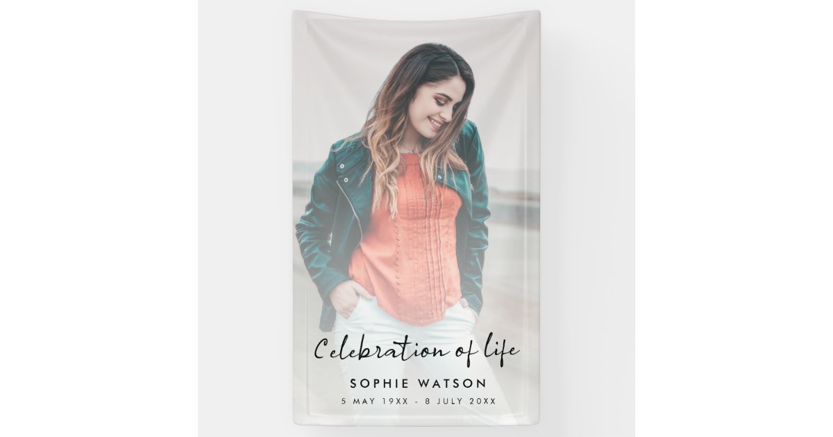 Funeral Memorial Modern Photo Celebration of Life Banner | Zazzle