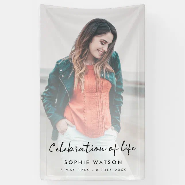Funeral Memorial Modern Photo Celebration of Life Banner | Zazzle